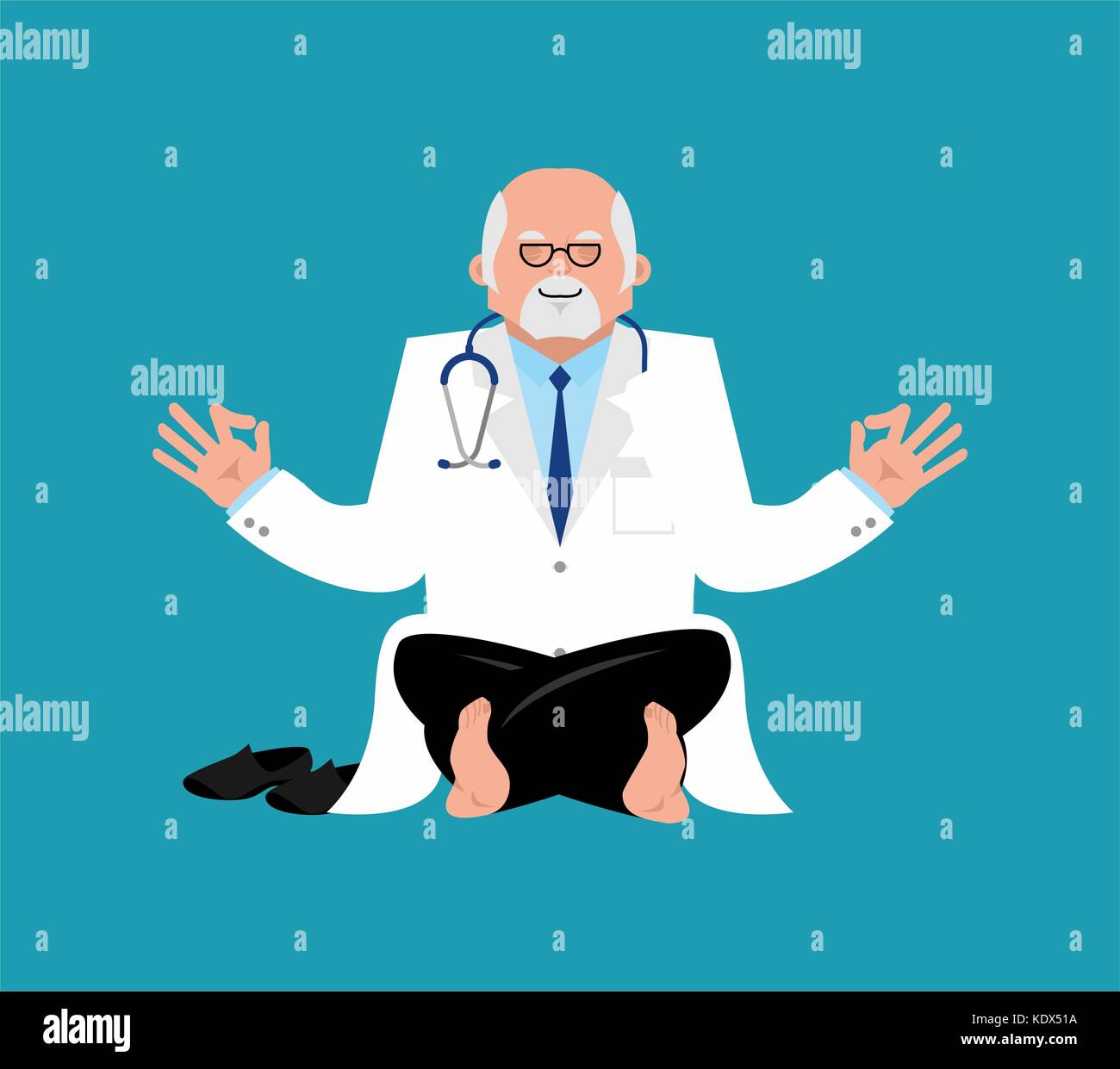 Doctor yoga. yogi Physician relaxation and meditation. Vector ...