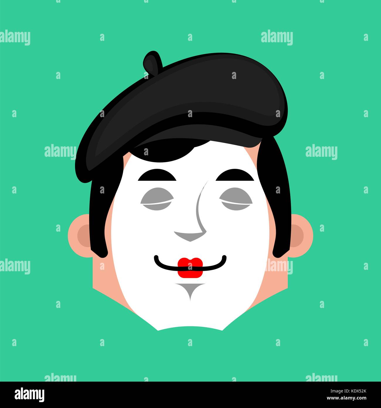 Mime sleep emotion avatar. pantomime sleeping emoji. mimic face. Vector ...