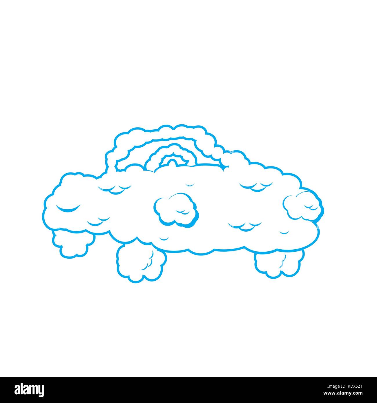 Cloud car isolated. auto from clouds. Heavenly transport. Vector ...