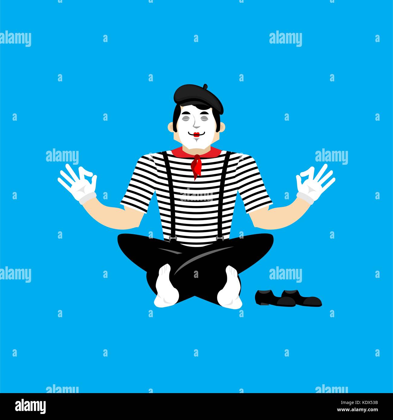 Mime yoga. yogi pantomime. Mimic relaxation and meditation. Vector ...