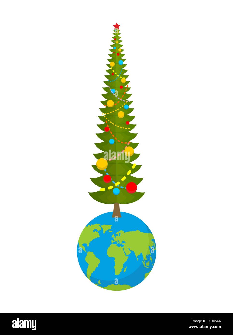Christmas on Earth. New year on planet. big Christmas tree. huge spruce ...
