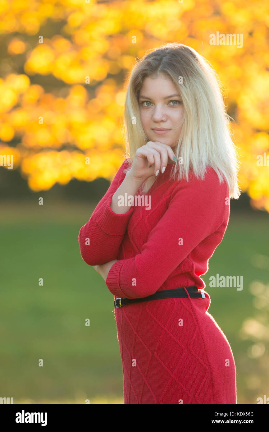 Beautiful Woman with Autumn Leaves on Fall Nature Background Stock ...