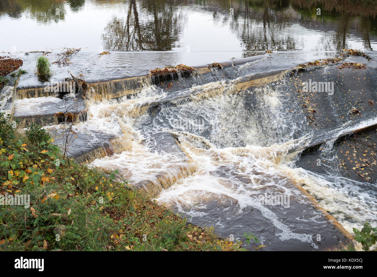 Oliver's Mill fish pass, river Wansbeck, Morpeth, Northumberland ...