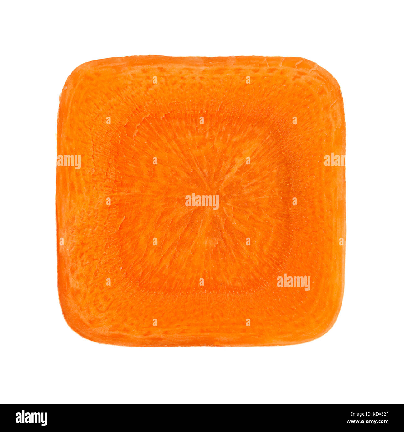 Carrot slice as square isolated on white background Stock Photo - Alamy