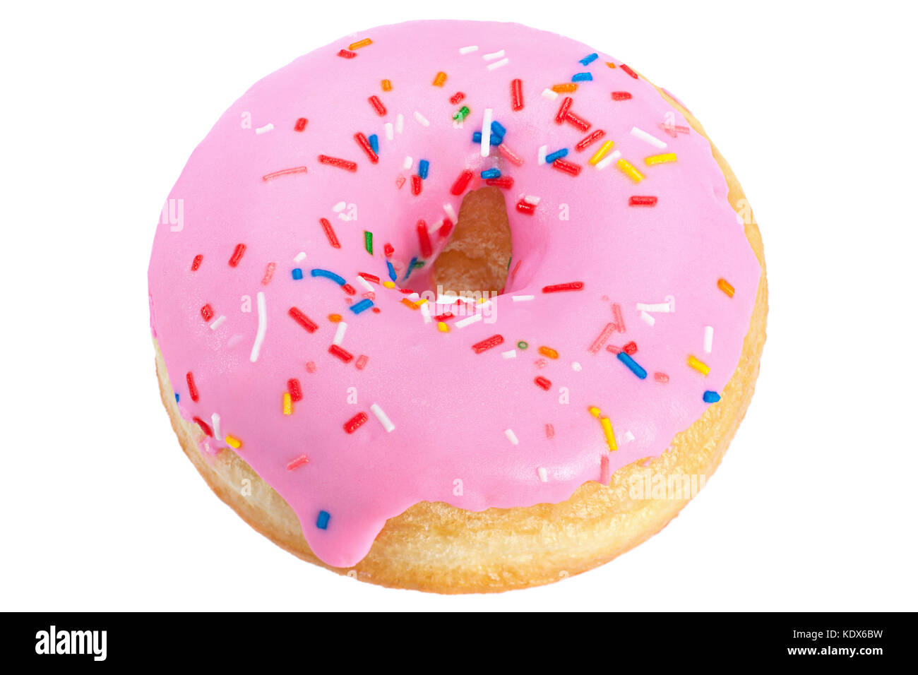 Pink donut closeup isolated on white background Stock Photo - Alamy