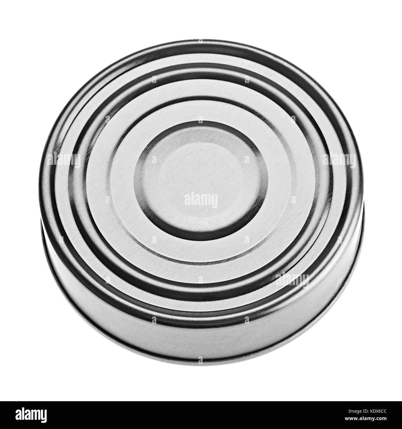 Silver metal can for preserve isolated on white Stock Photo - Alamy
