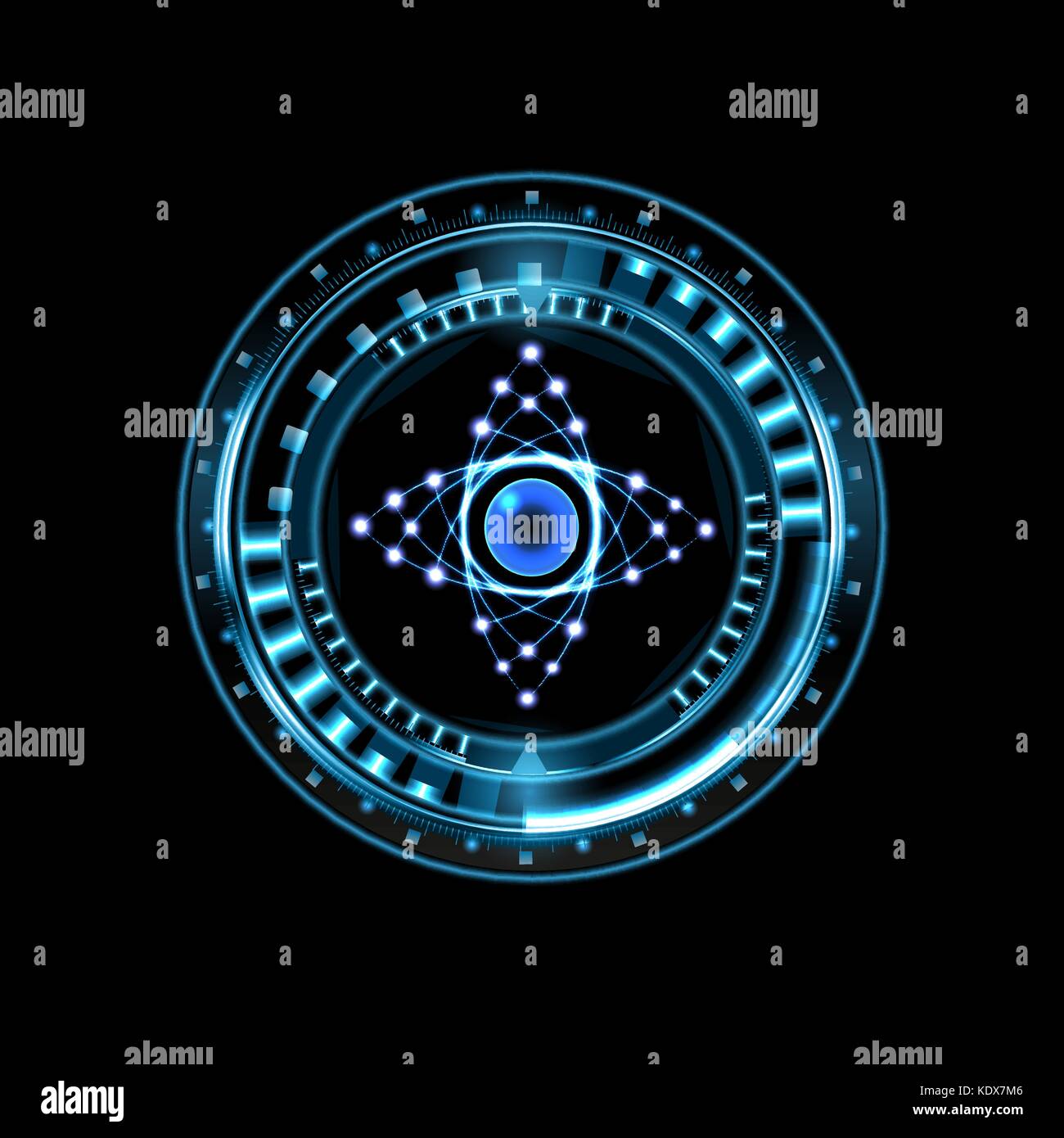 Brilliant technological eye HUD isolated on a black background in a ...