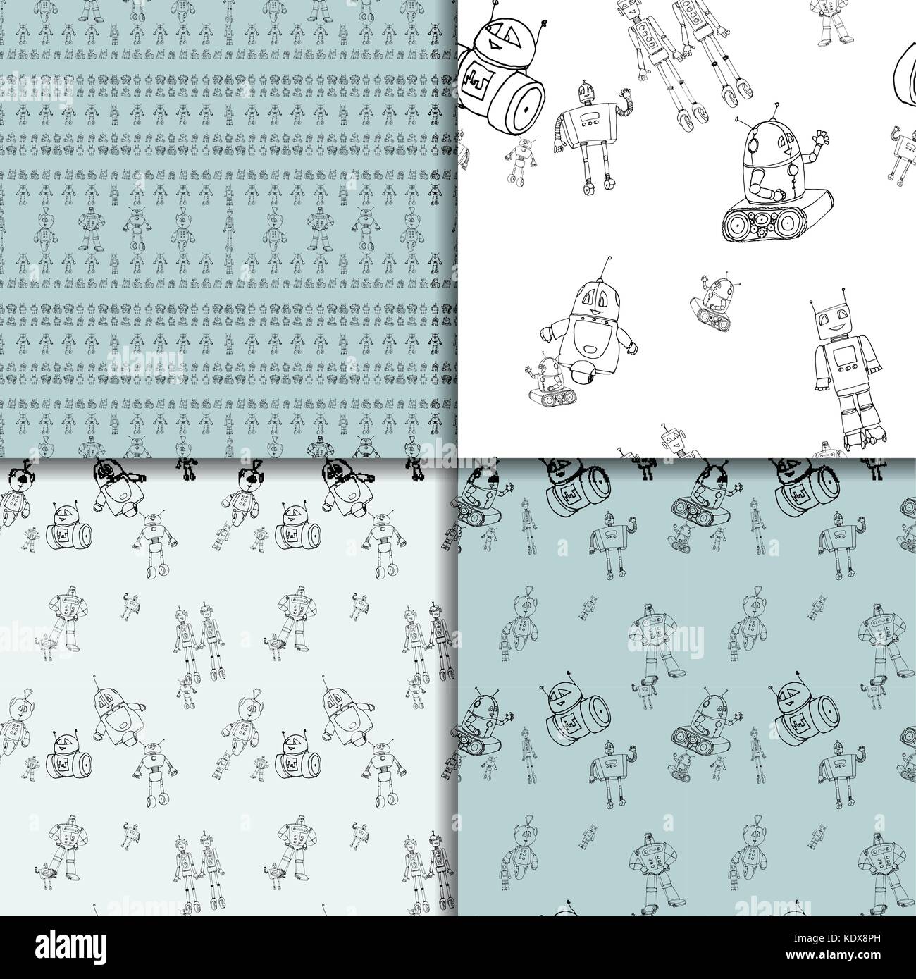 Robot doodles pattern set Stock Vector Image & Art - Alamy