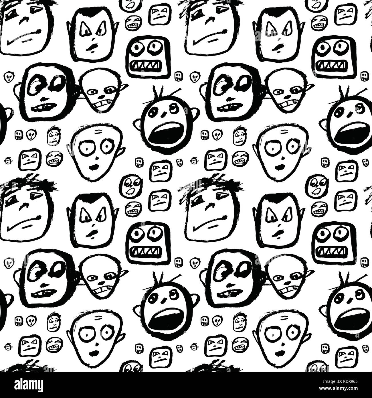 Doodles faces pattern Stock Vector Image & Art - Alamy