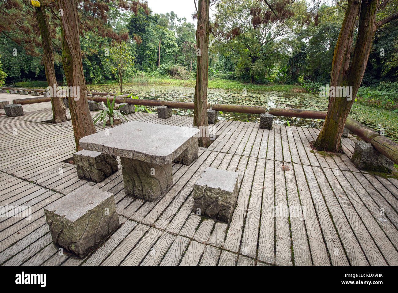 chairs and table in forest Stock Photo - Alamy