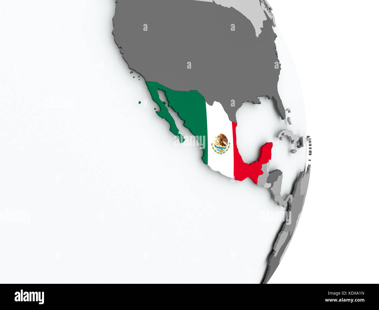 Mexico on political globe with embedded flag. 3D illustration Stock ...