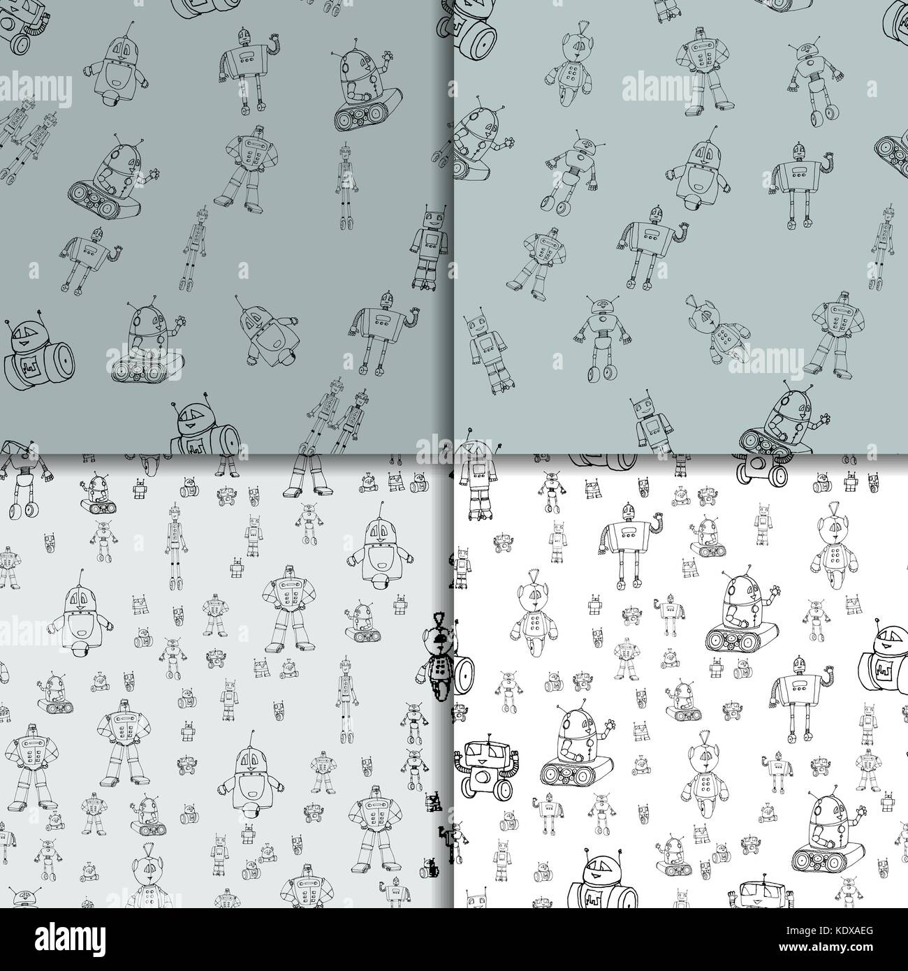 Robot doodles pattern set Stock Vector Image & Art - Alamy