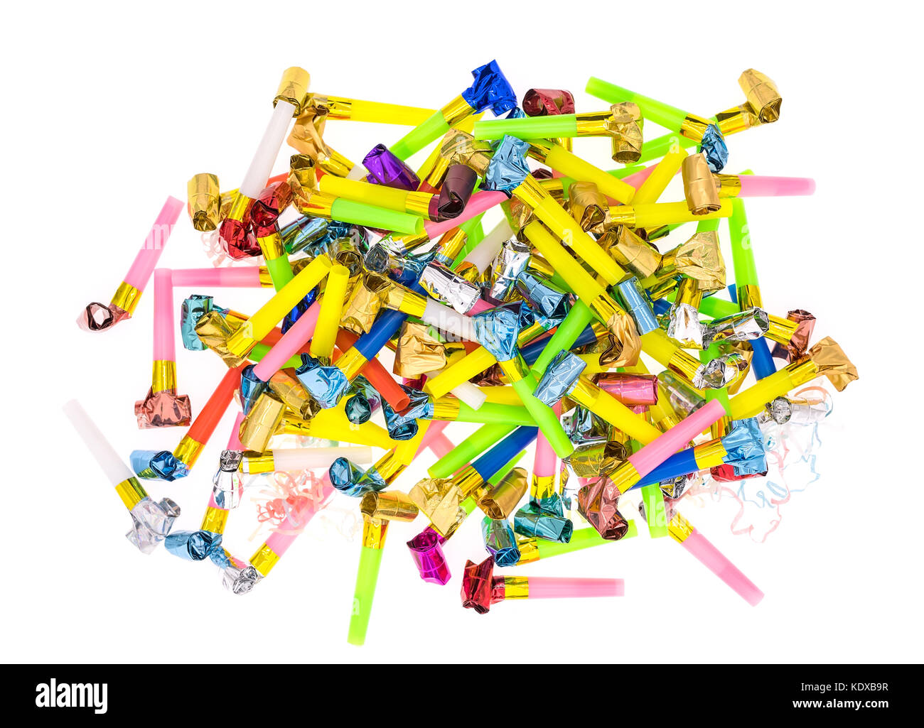 many party horns isolated on white background Stock Photo - Alamy