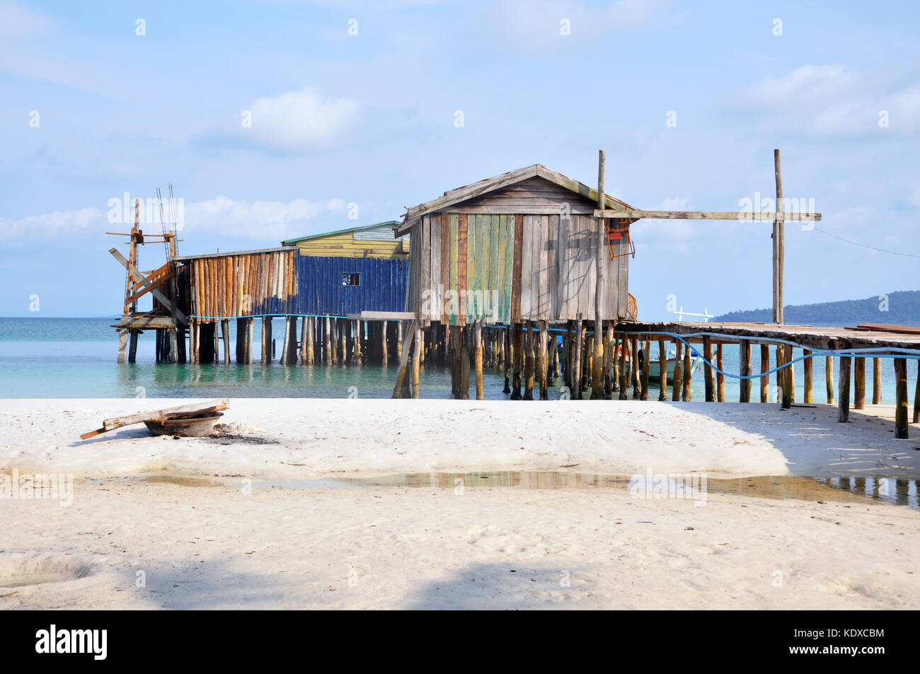 Boat house jetty on the island of Koh Rong in the Bay of Thailand in ...