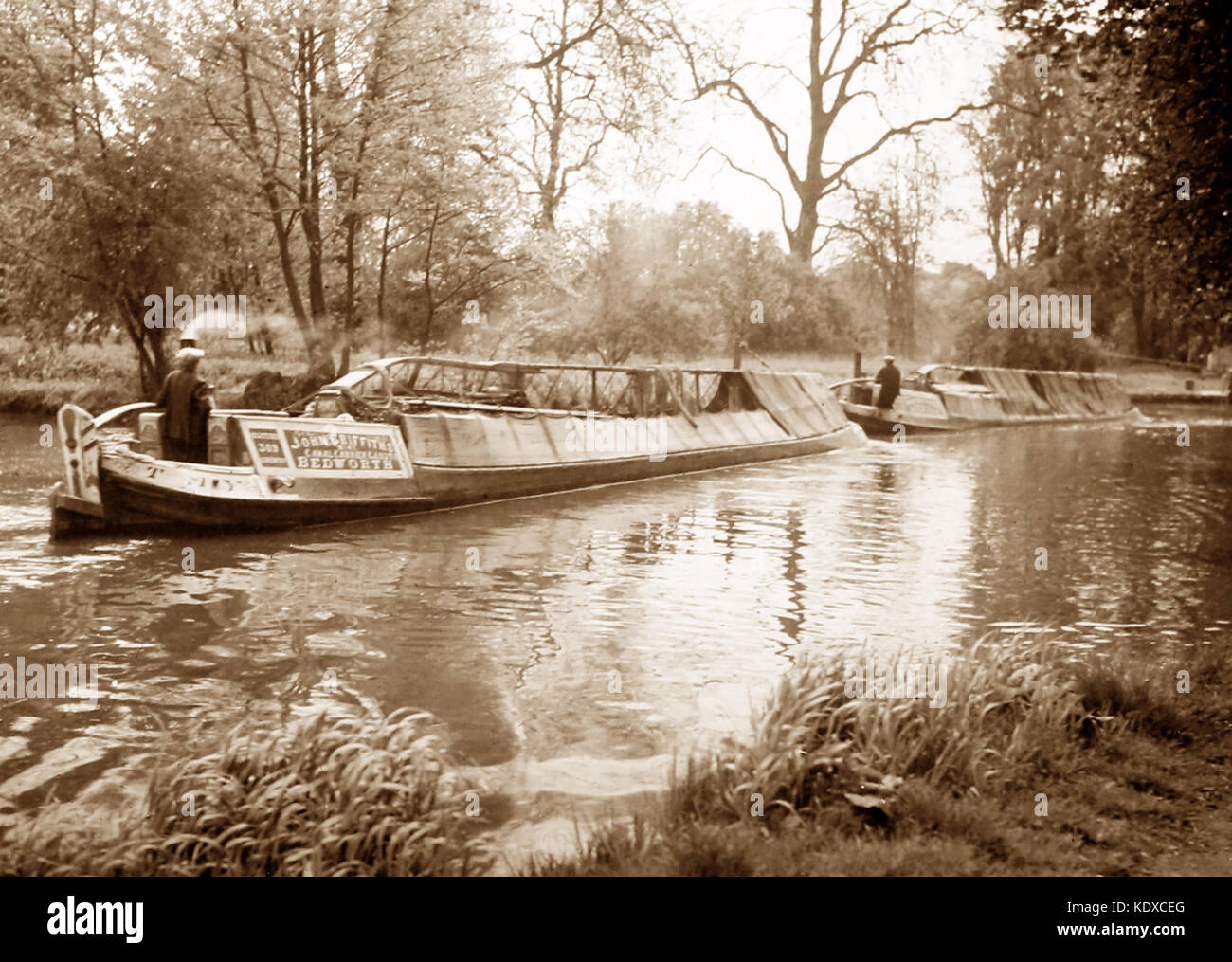 Narrow boat on Coventry Canal, early 1900s Stock Photo - Alamy