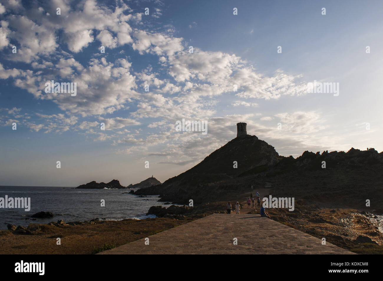 Corsica, Gulf of Ajaccio: sunset on La Parata Tower, a ruined Genoese ...