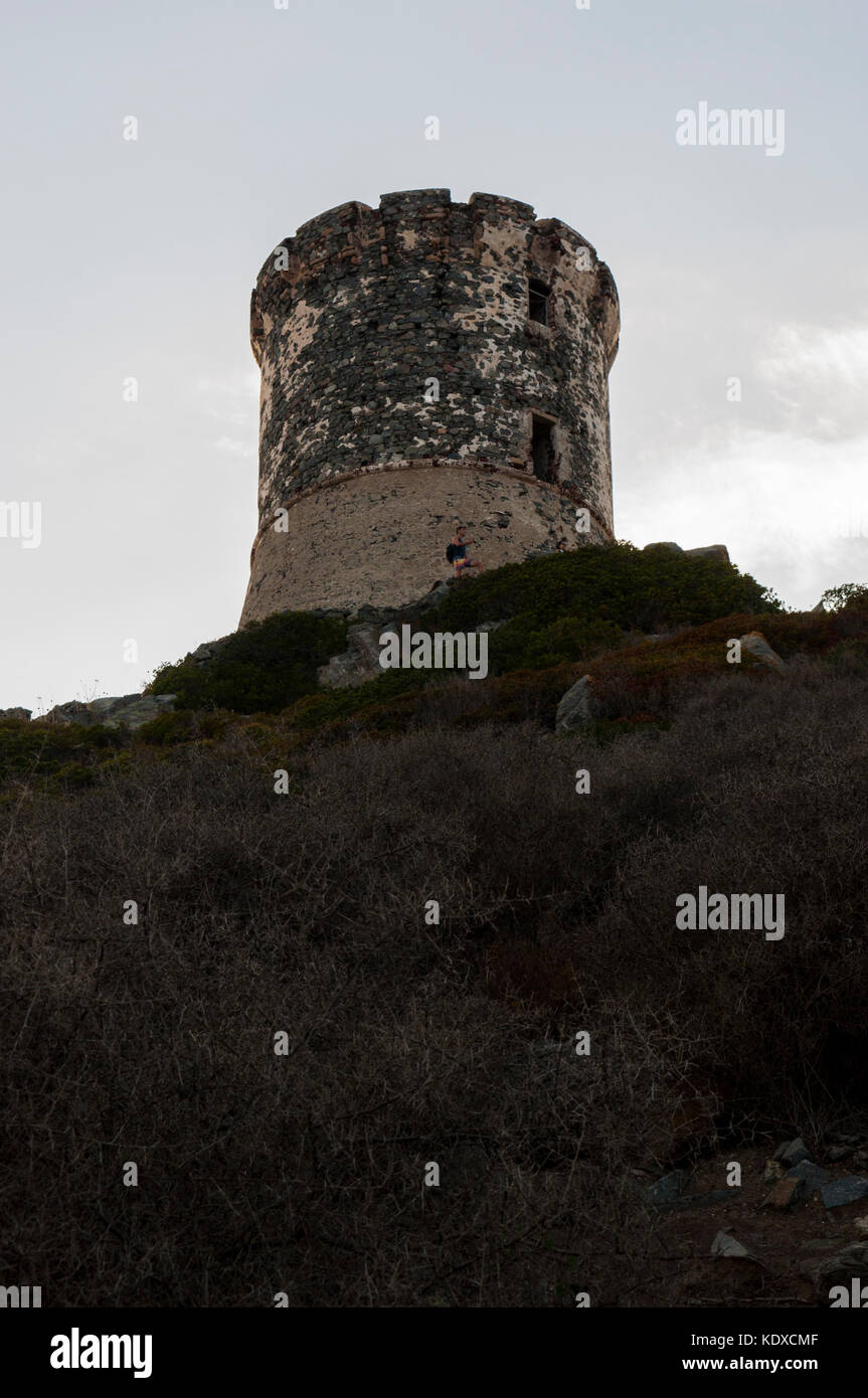 Corica, Gulf of Ajaccio: sunset on La Parata Tower, a ruined Genoese ...