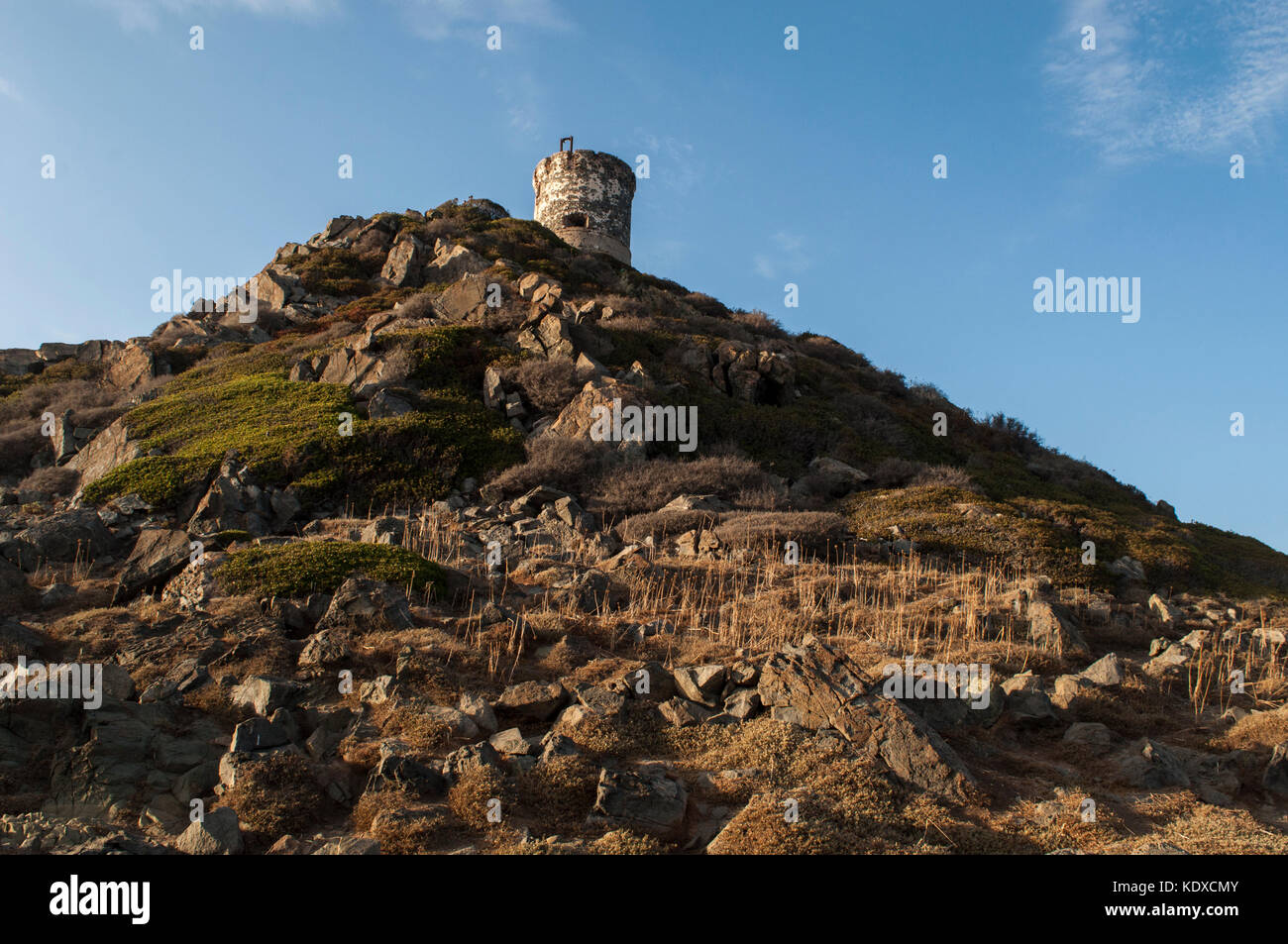 Corica, Gulf of Ajaccio: sunset on La Parata Tower, a ruined Genoese ...