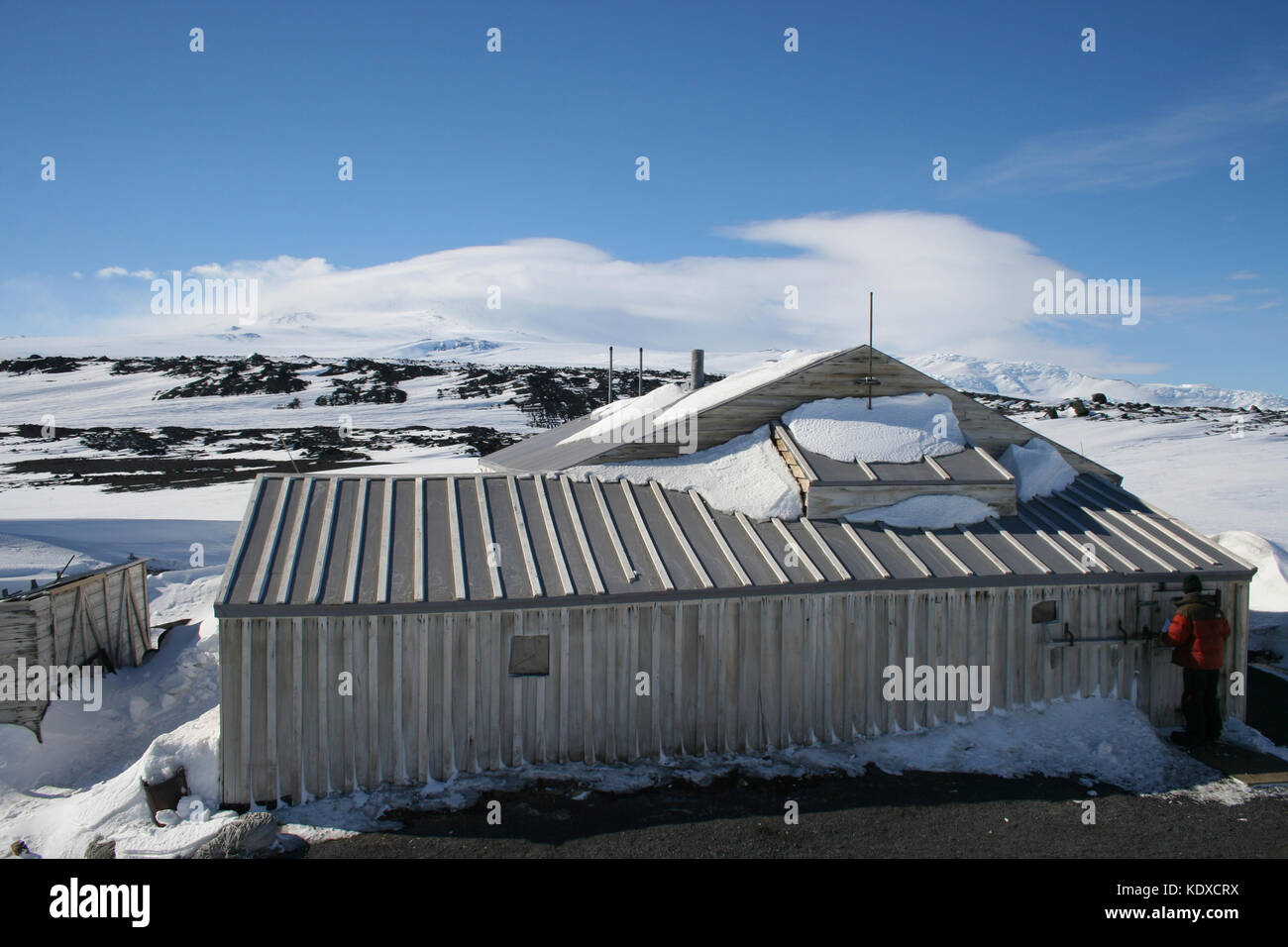 Captain Scott's hut at Cape Evans, McMurdo Sound, with Mt. Erebus ...