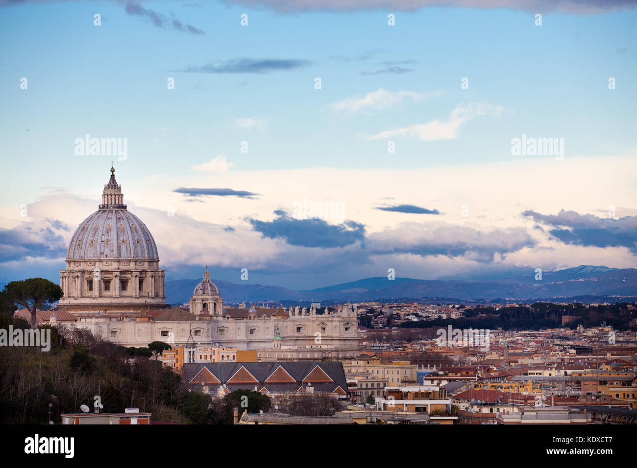 rome landscape with mountains and st. peter san pietro Stock Photo - Alamy