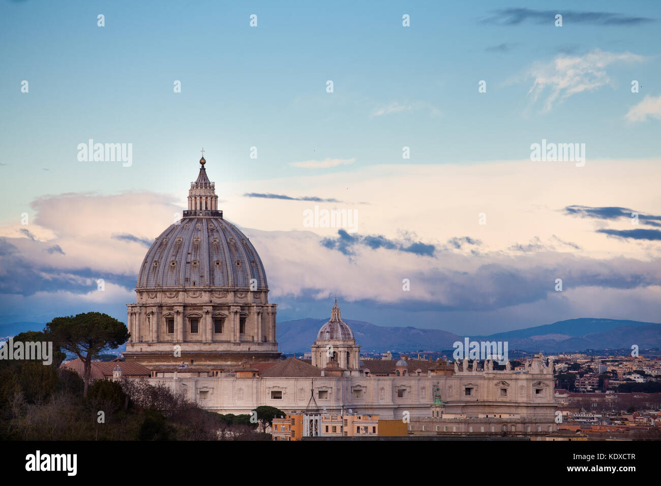 rome landscape with mountains and st. peter san pietro Stock Photo - Alamy