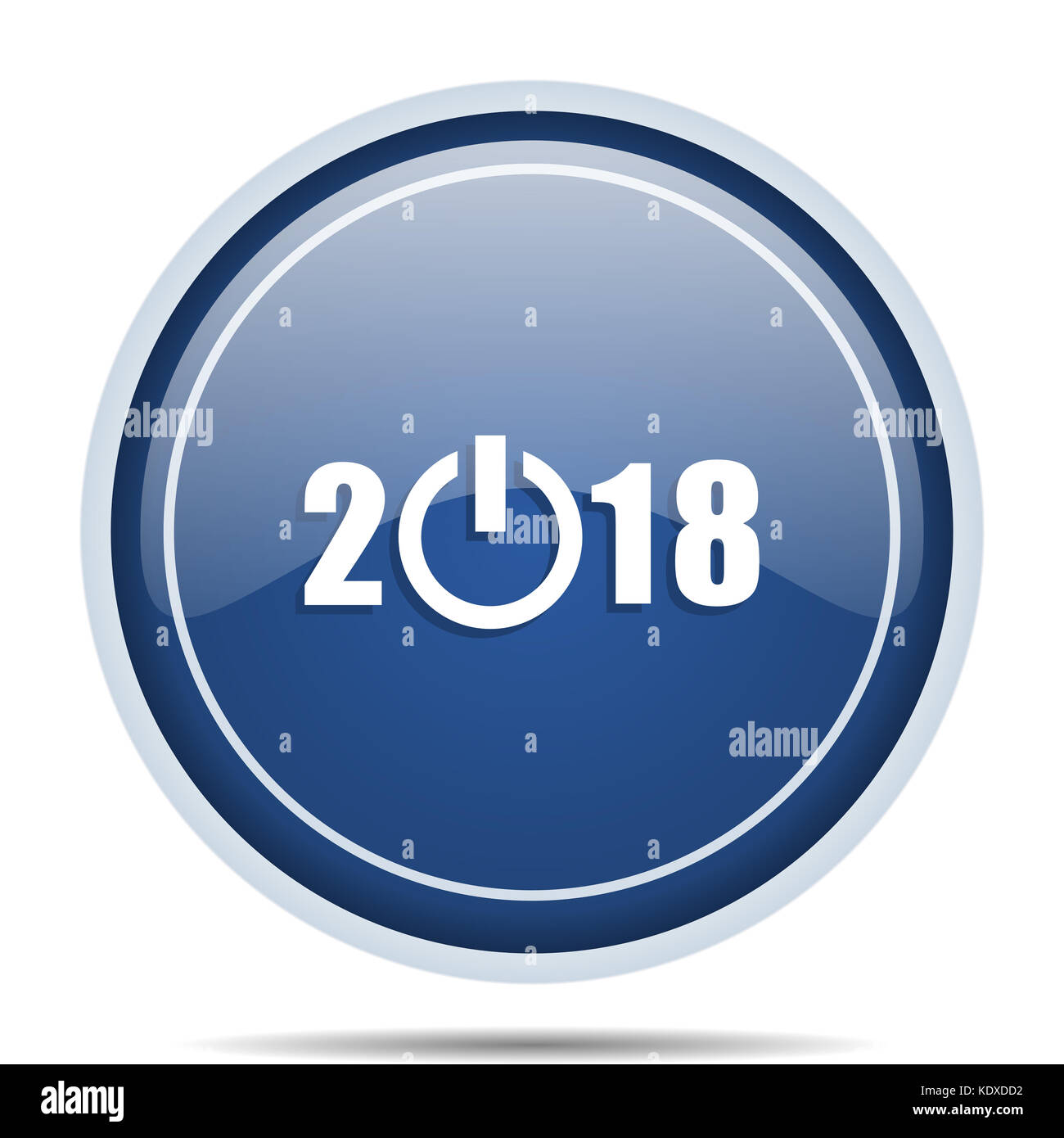 New year 2018 blue round web icon. Circle isolated internet button for ...