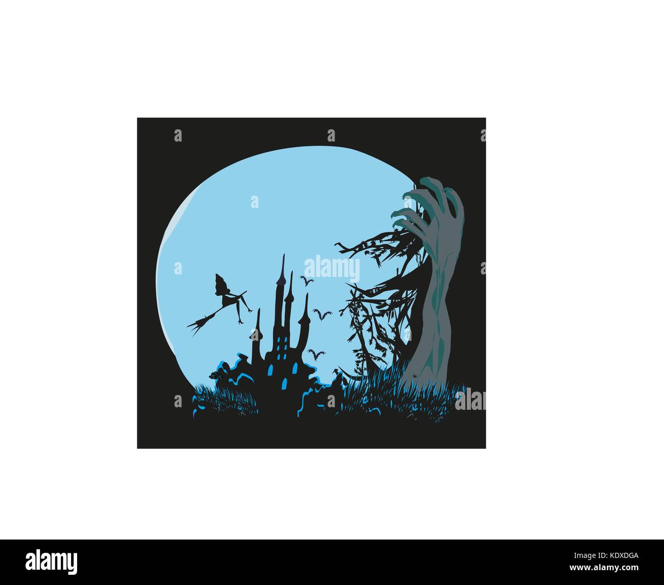 Witch flying on a broom in moonlight Stock Vector Image & Art - Alamy