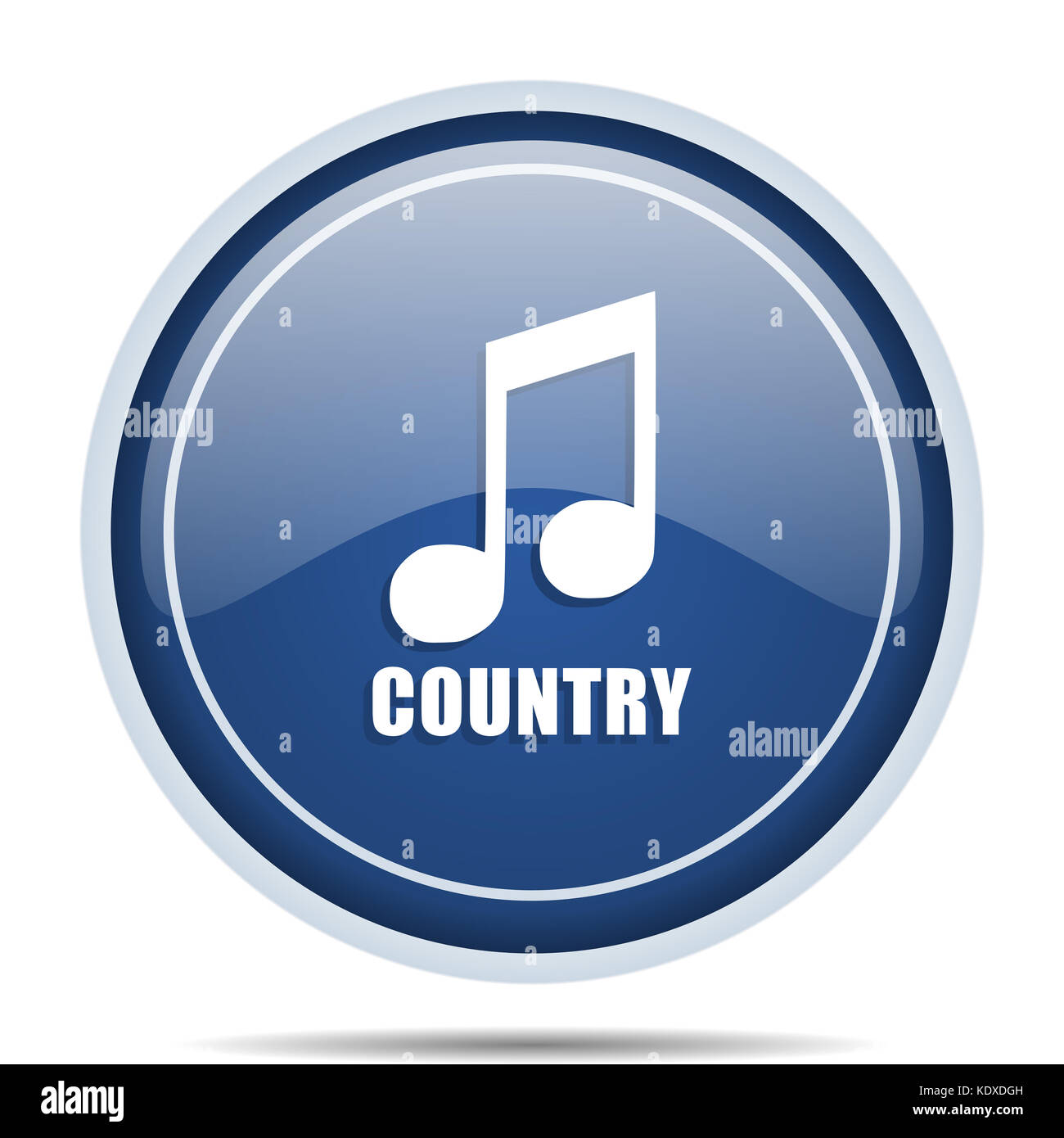 Music country blue round web icon. Circle isolated internet button for ...