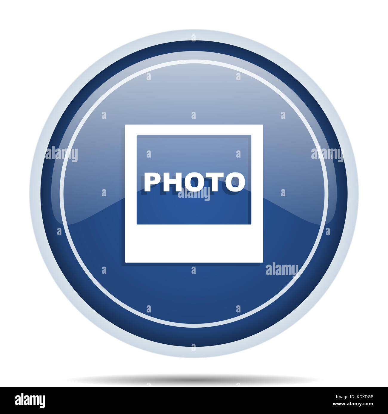 Photo blue round web icon. Circle isolated internet button for ...