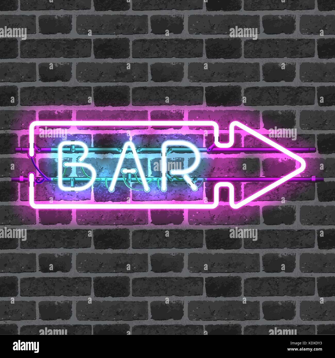 Glowing neon bar sign with direction arrow Stock Vector Image & Art - Alamy