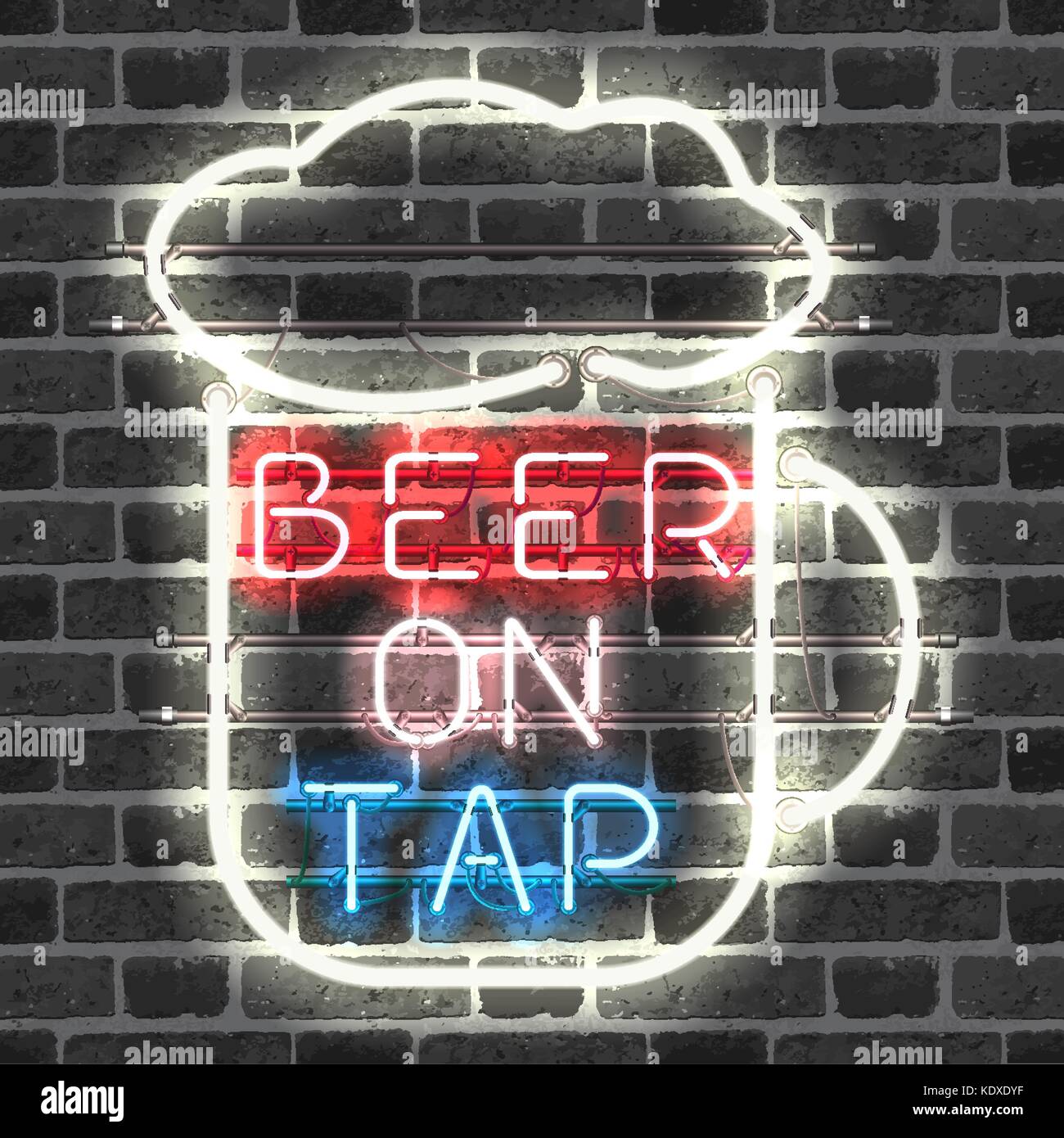 Glowing neon bar sign BEER ON TAP Stock Vector Image & Art - Alamy