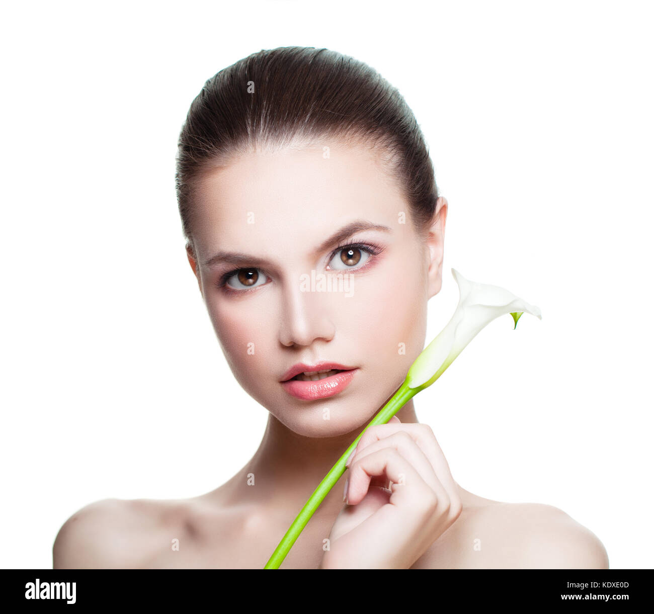 Perfect Spa Girl Isolated on White. Healthy Woman Spa Model with Clear ...