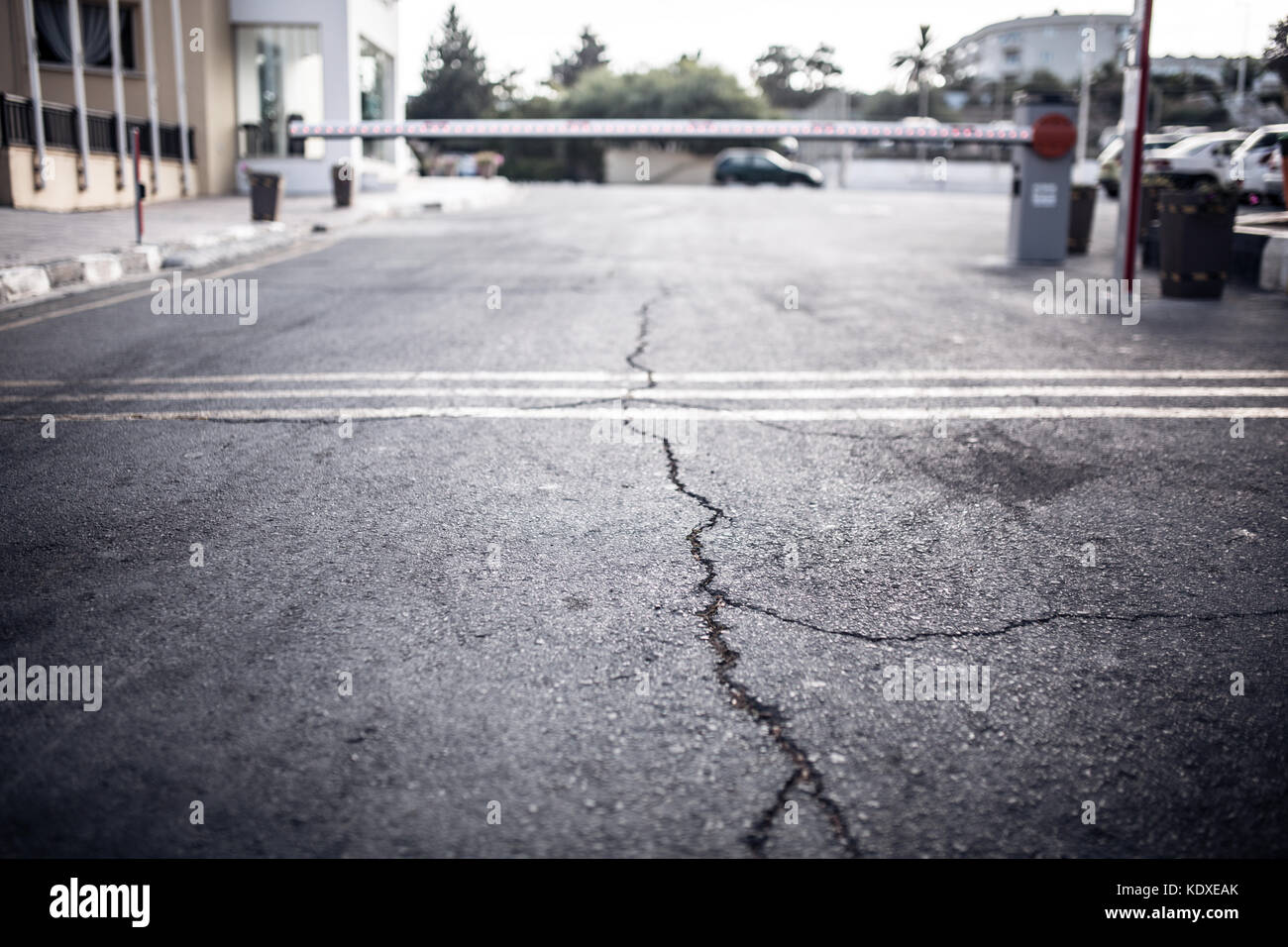 Texture of the old road with cracks. Asphalt surface on the street ...