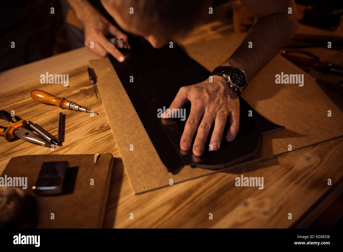 Old fashioned leather tanning process hi-res stock photography and images - Alamy