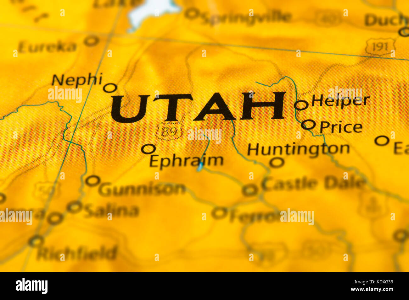 Closeup of Utah on a political map of the United States Stock Photo - Alamy