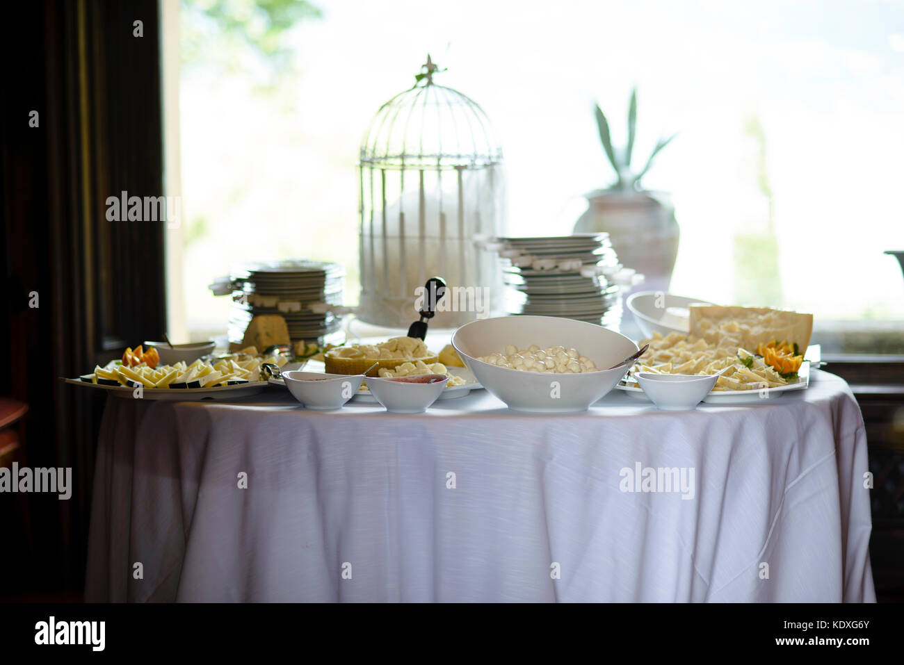 table with bouffet for wedding party Stock Photo - Alamy