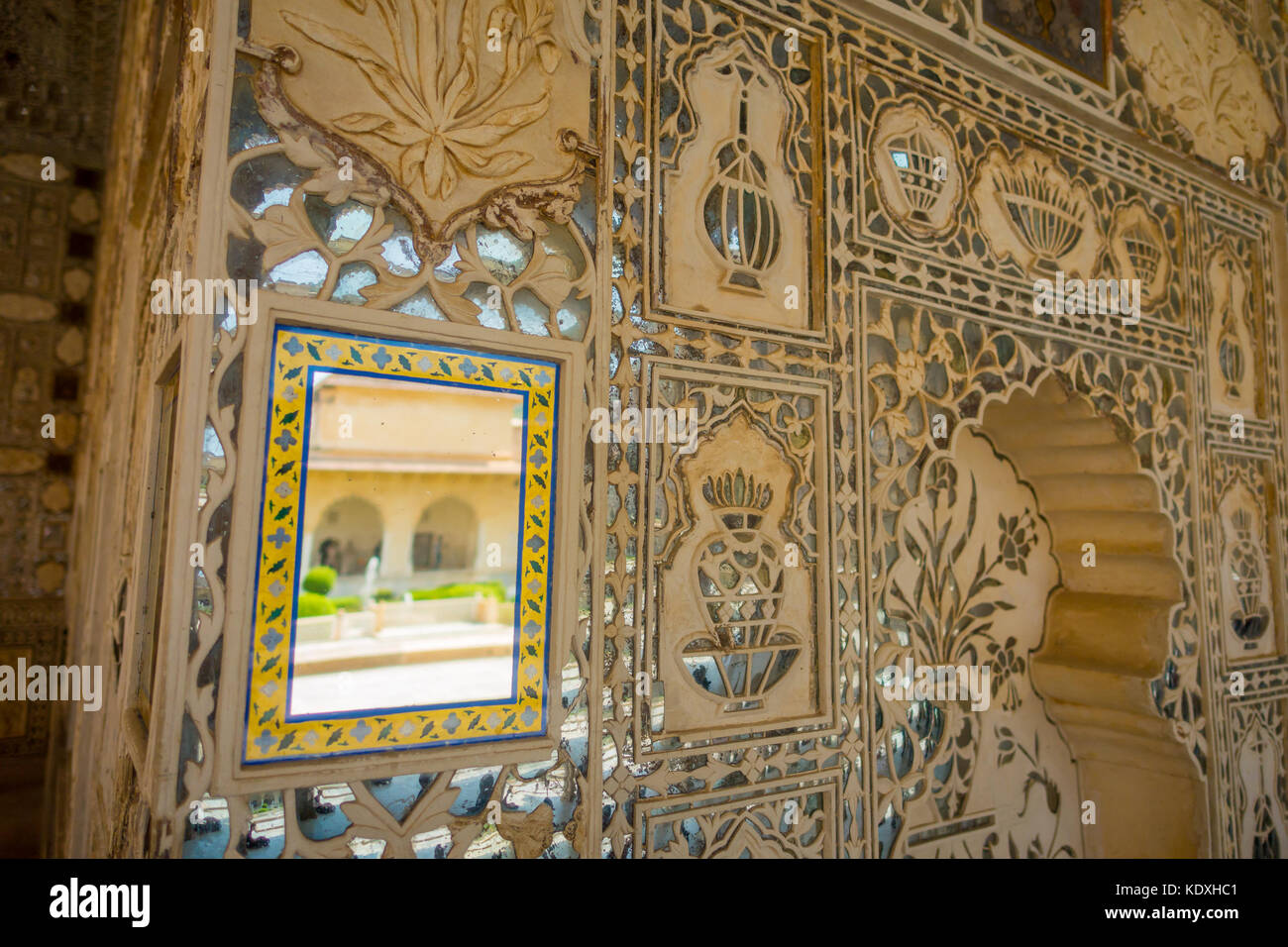 Amber, India - September 19, 2017: Beautiful Interior mughal ...