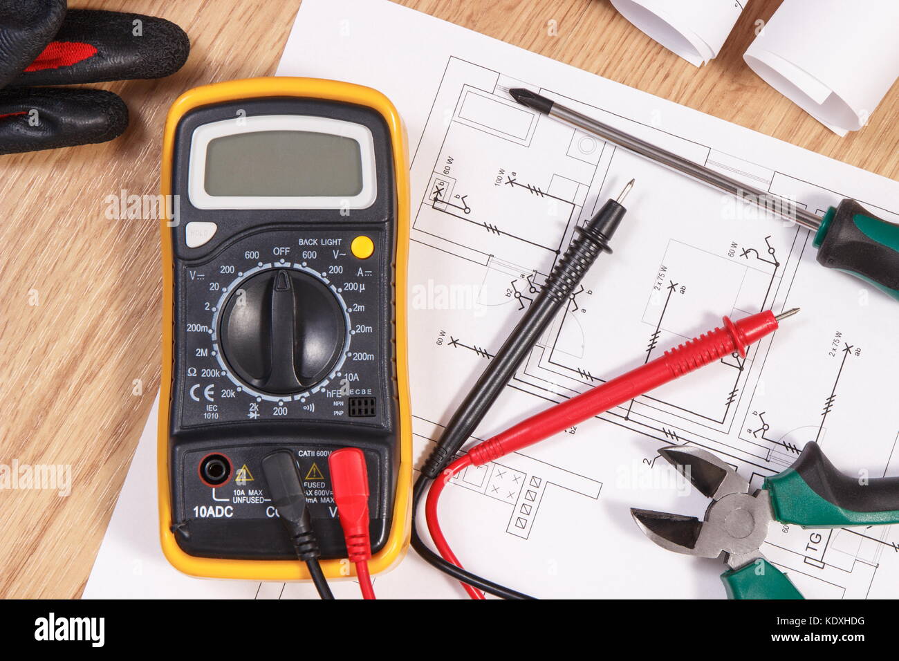 Electrical construction drawings or diagrams, multimeter for ...