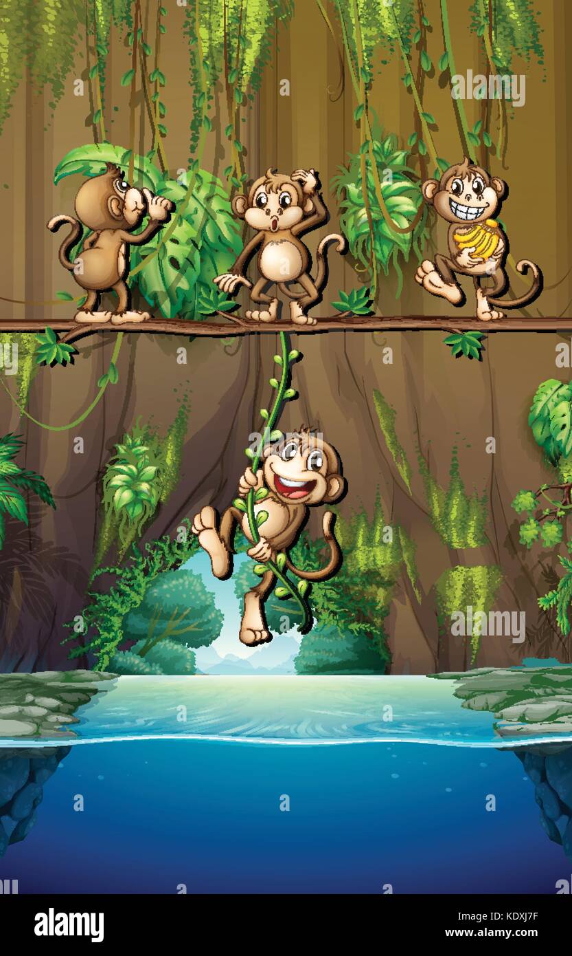 Cave of monkeys Stock Vector Images - Alamy