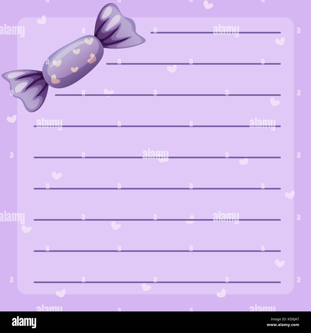 Line paper template with purple candy illustration Stock Vector Image ...
