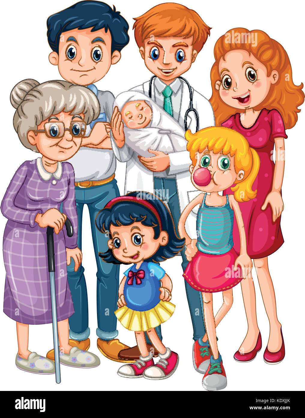 Doctor and many patients in different ages illustration Stock Vector ...