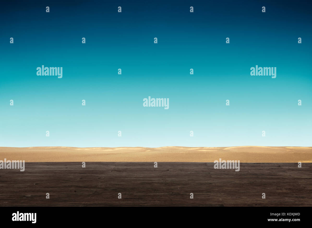 Flat desert scene with empty plank under for put your products or ...