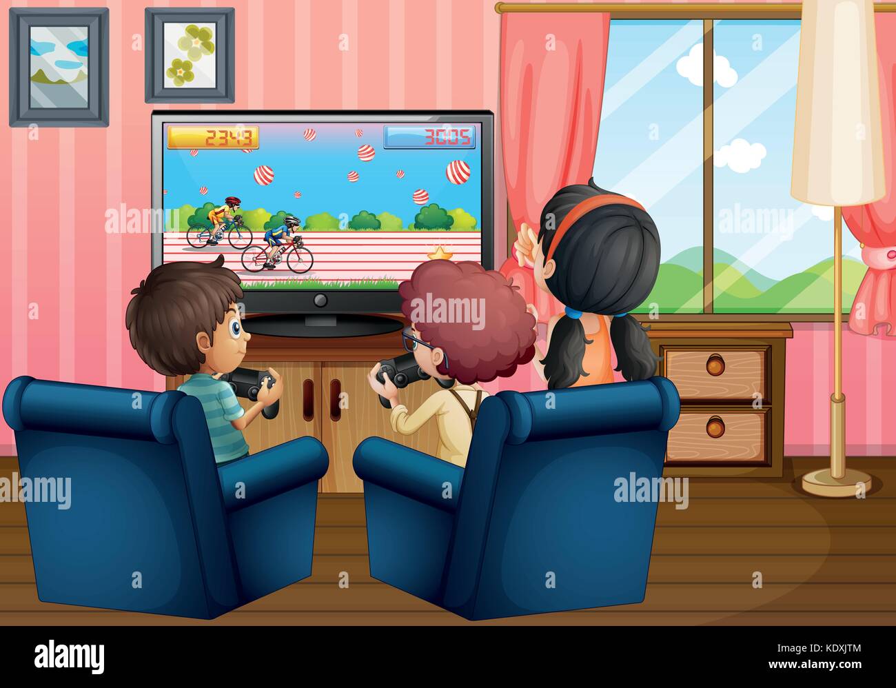 Children playing games at home illustration Stock Vector Image & Art ...