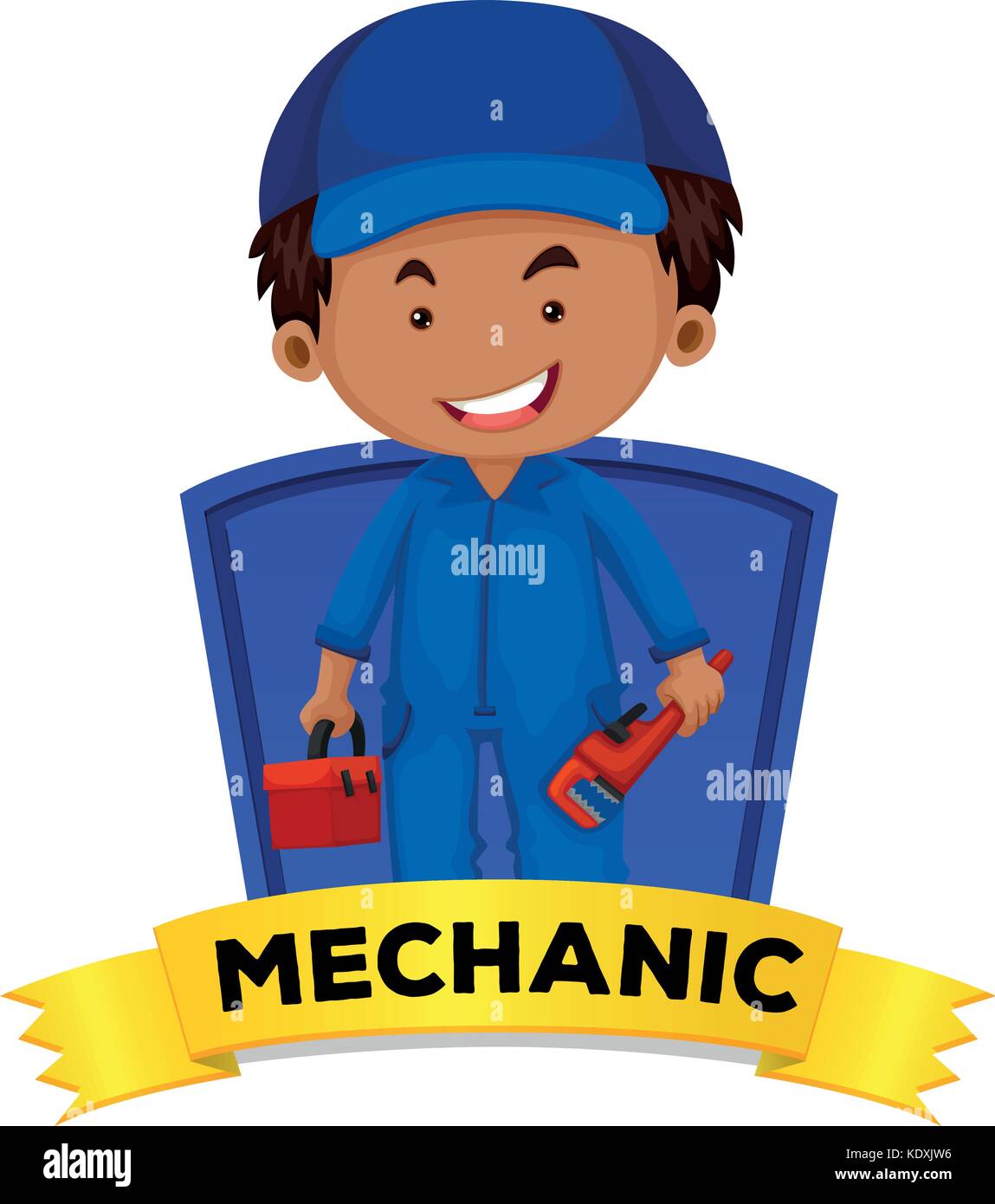 Occupation wordcard with word mechanic illustration Stock Vector Image ...