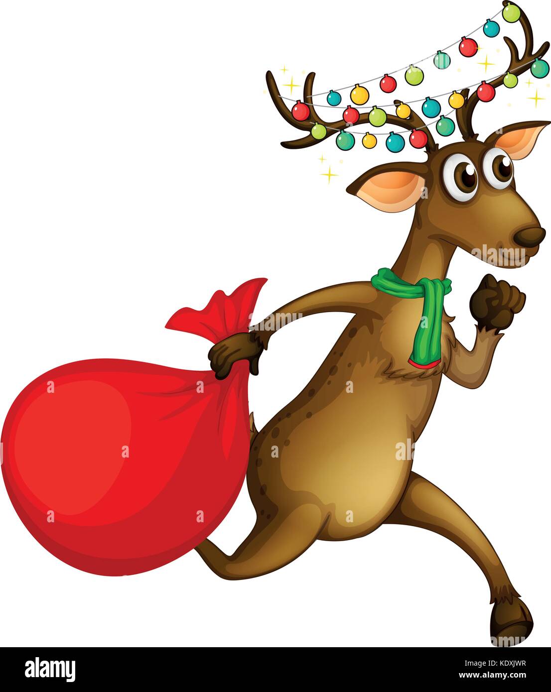 Reindeer running with red bag illustration Stock Vector Image & Art - Alamy