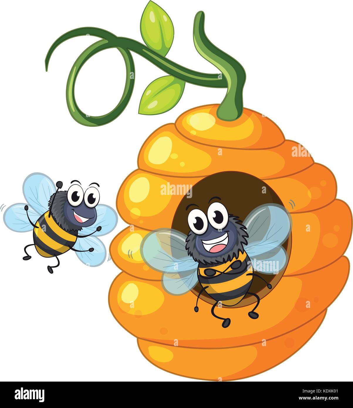 Bees flying around beehive illustration Stock Vector Images - Alamy