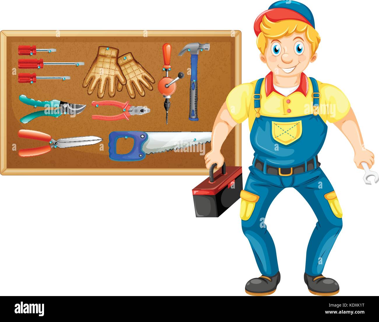 Repairman with lots of tools illustration Stock Vector Image & Art - Alamy