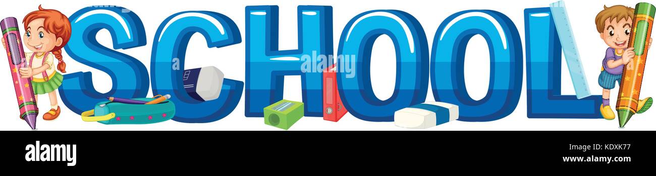 Font design for word school illustration Stock Vector Image & Art - Alamy