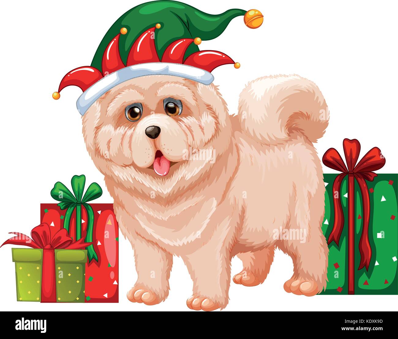 Dog wearing elf hat illustration Stock Vector Image & Art - Alamy