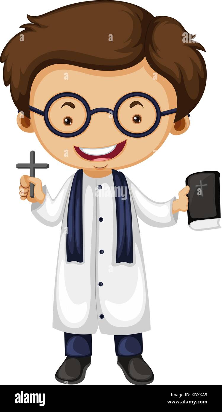 Preist holding cross and bible illustration Stock Vector Image & Art ...